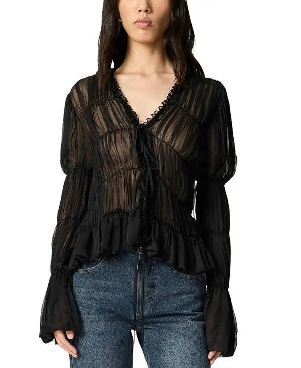 NOCTURNE Ruched Sheer Blouse