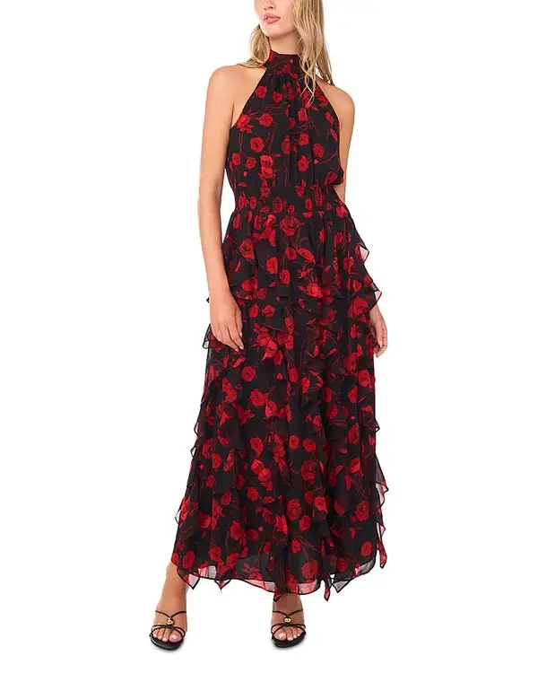 1.State Floral Ruffle Cascading Maxi Dress