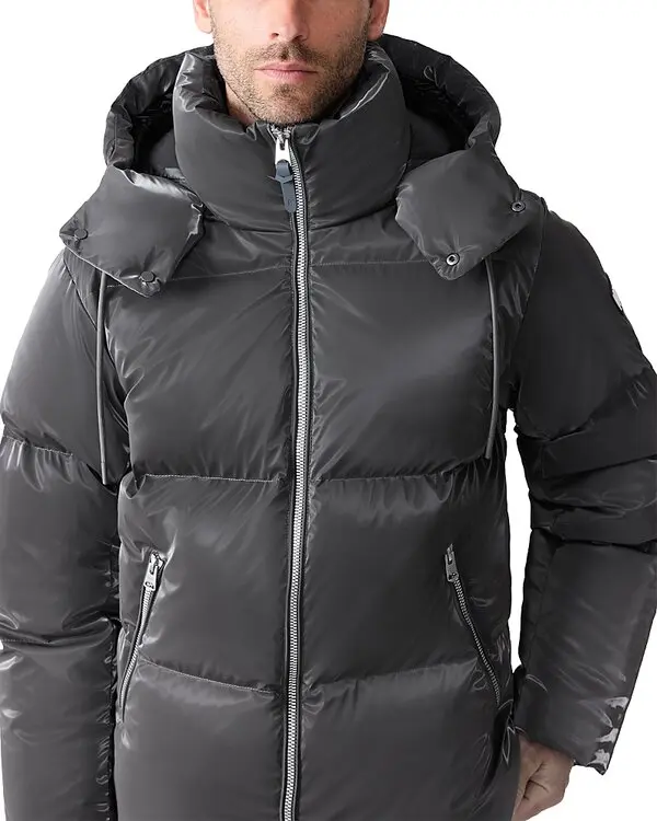 Mackage Kent-glo High Gloss Quilted Hooded Down Jacket - Carbon