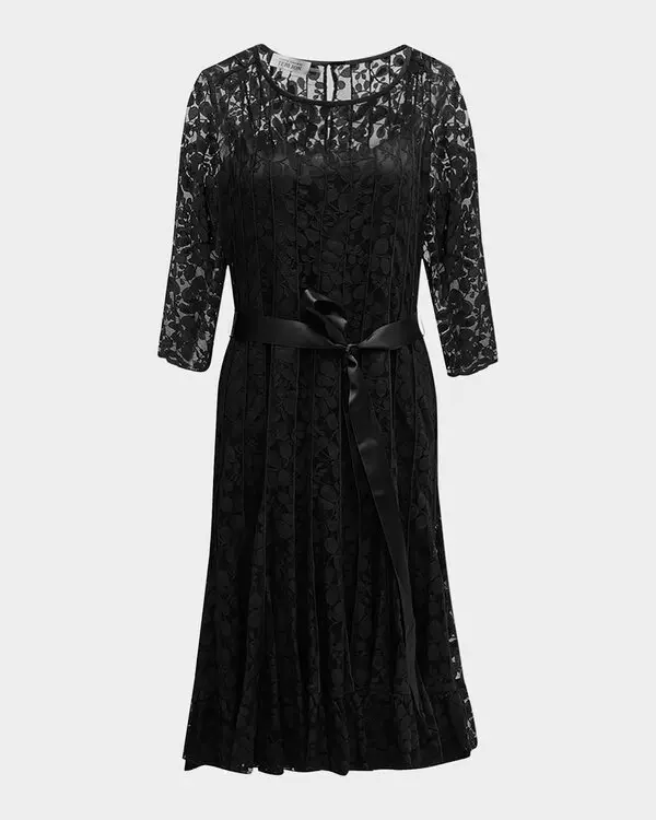 Rickie Freeman For Teri Jon 3/4-sleeve Lace Overlay Cocktail Dress - Black