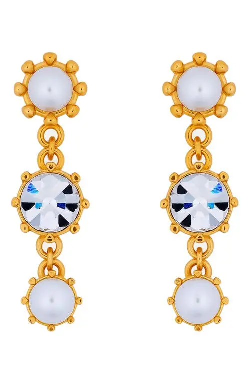 Oscar De La Renta Crystal Drop Earrings - Pearl