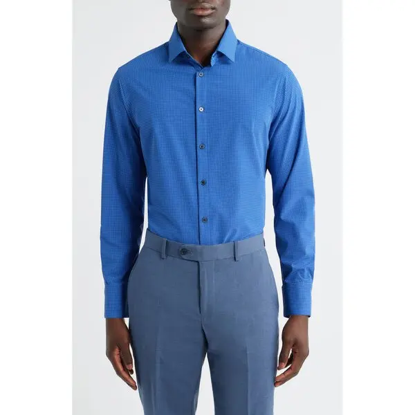 Mizzen+main Leeward Trim Fit Grid Performance Button-up Shirt