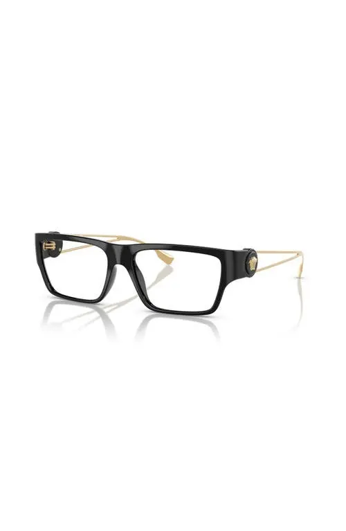 Versace 56mm Rectangle Optical Glasses - Black/gold
