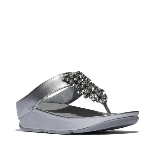 Fitflop Rumba Iridescent Beaded Toe-post Sandals - Silvereen