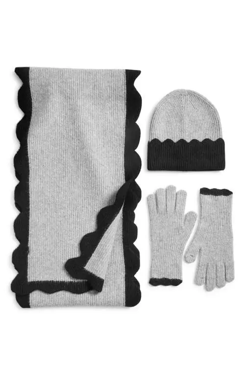 Treasure & Bond Scalloped Scarf - Grey- Black