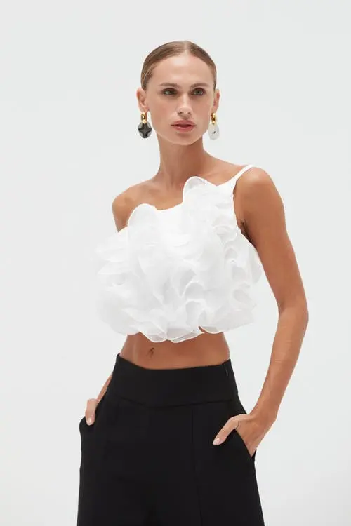 PatBO Chiffon Wonderland Flutter Top