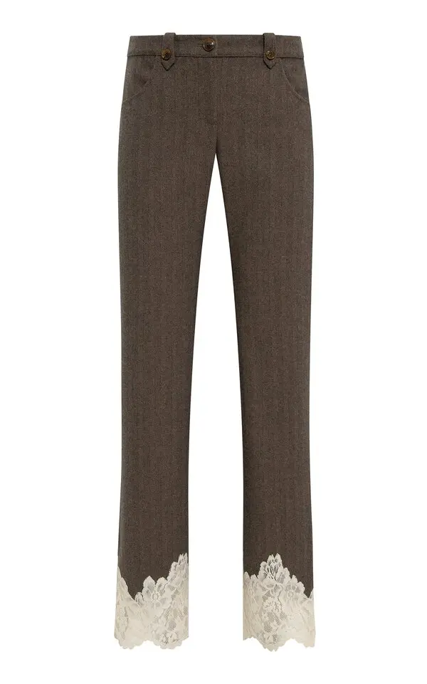 SIEDRES Vivienne Lace-trimmed Wool-blend Straight-leg Pants