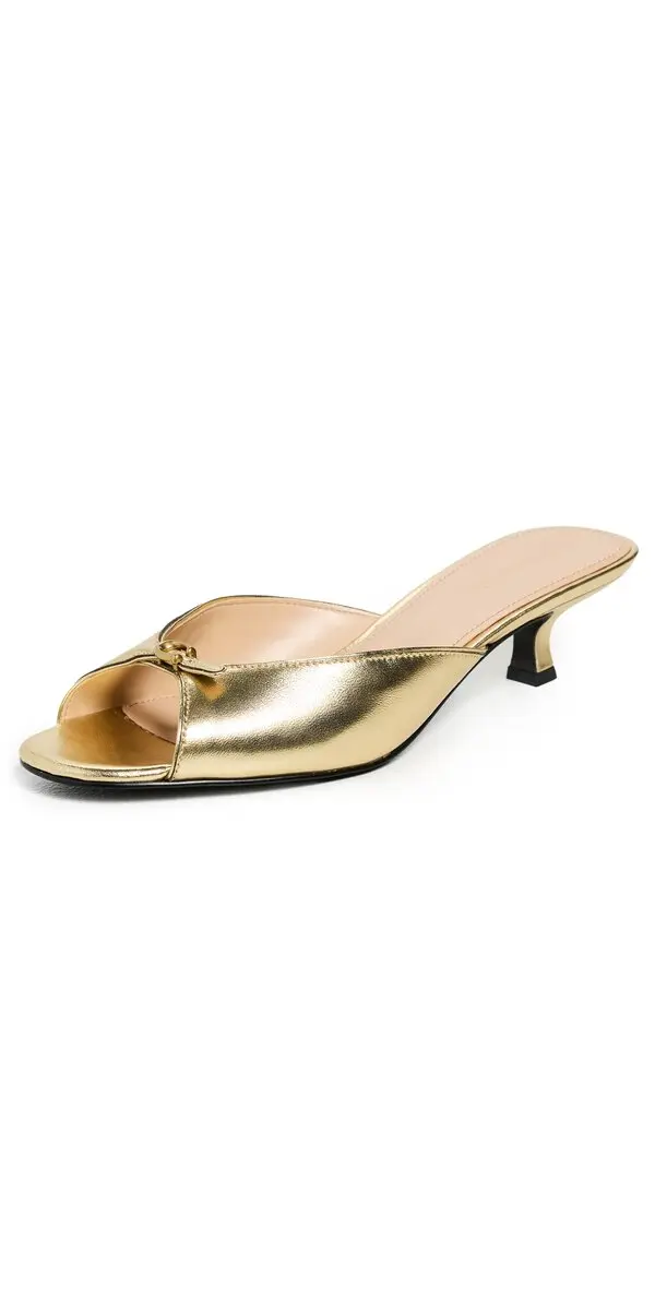 Coach Metallic Leather Kitten Heel Sandals