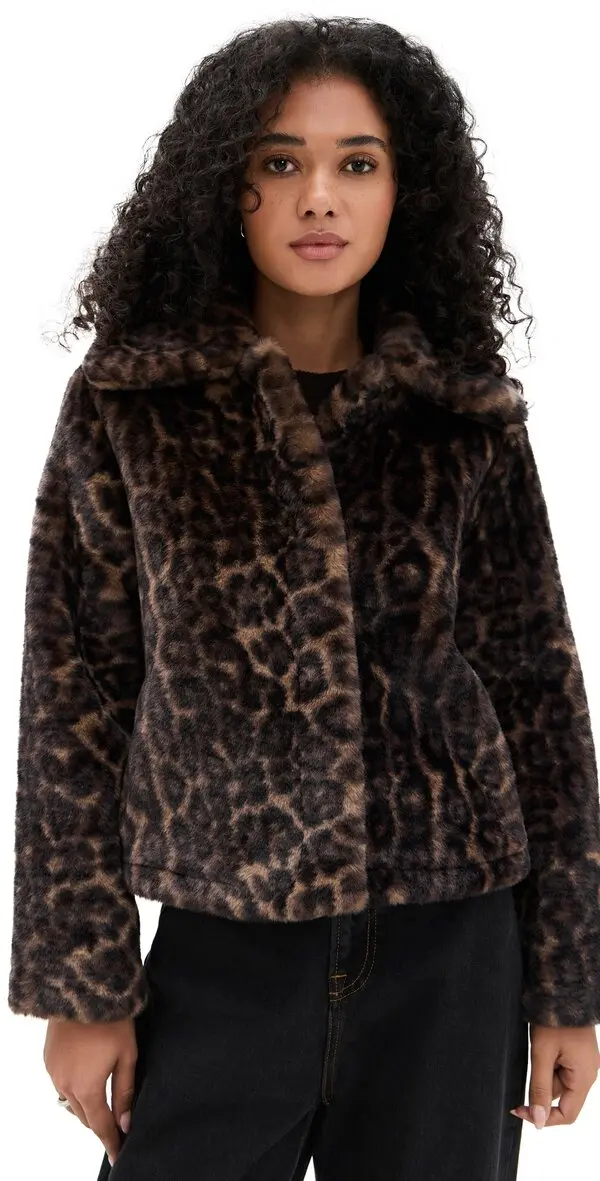 Apparis Elis Faux Fur Leopard Print Coat