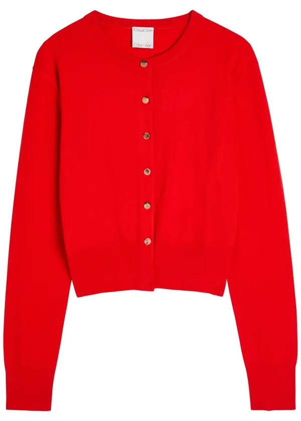 Calvin Klein Lila Wool Cardigan - Red