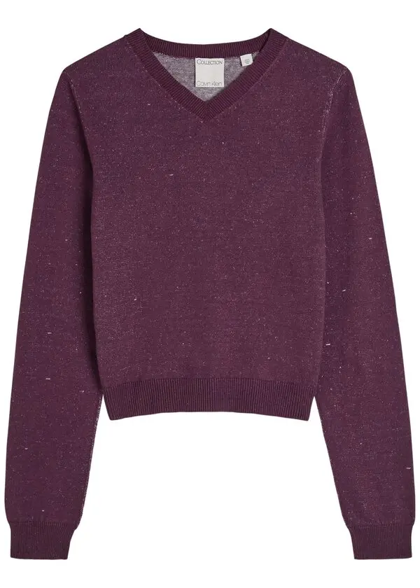 Calvin Klein Celia Linen-blend Jumper - Burgundy