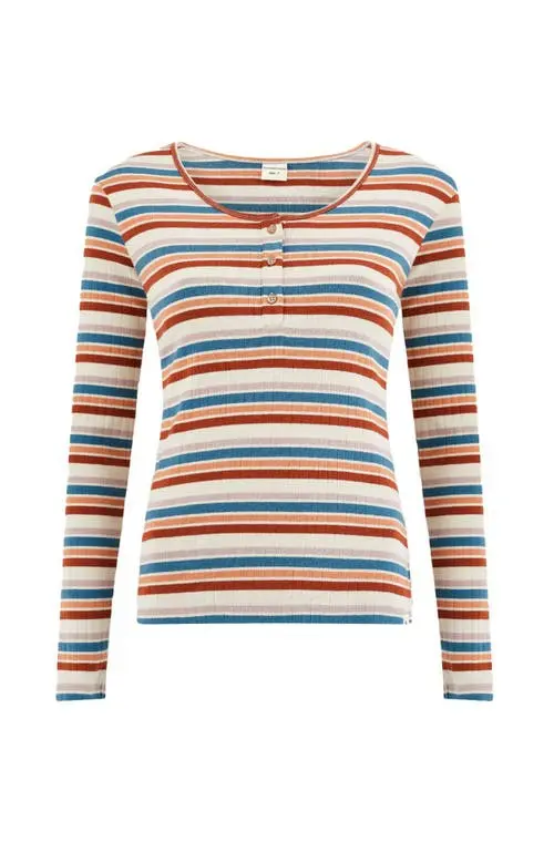 TURTLEDOVE LONDON Organic Cotton Nora Stripe Print Top - Red