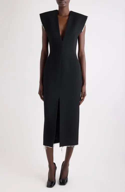 Givenchy Raw Edge Wool Blend Crepe Sheath Dress