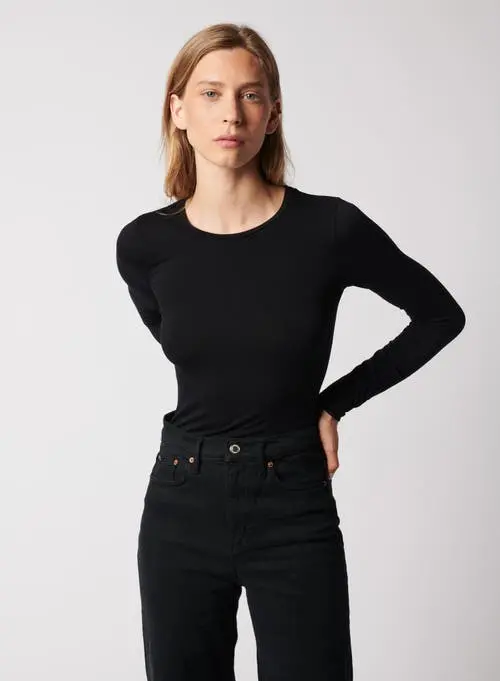 Majestic Filatures Soft Touch Long Sleeve Crewneck T-shirt - Noir