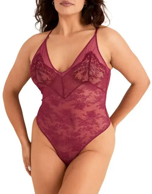 ADORE ME Shiba Bodysuit Lingerie - Dark Red