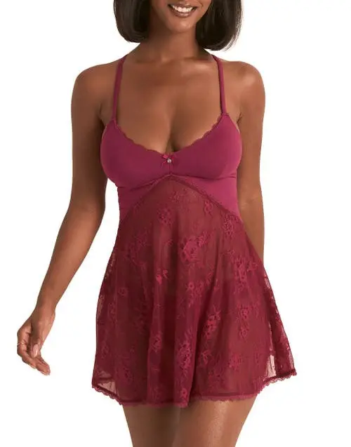 ADORE ME Marien Babydoll & Bikini Set - Dark Red