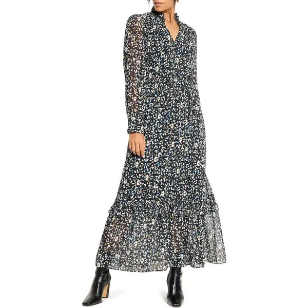 NIC+ZOE Anabelle Cheetah Print Long Sleeve Dress