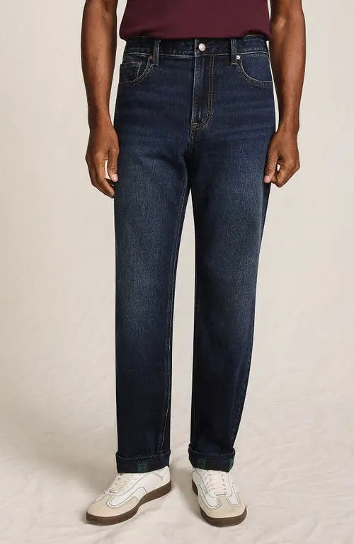 LANDS' END Stretch Comfort Waist Classic Fit Flannel Lined Jean - Dark Pacific Wash
