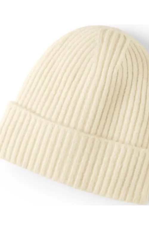 LANDS' END Cashtouch Winter Beanie Hat - Ivory Latte