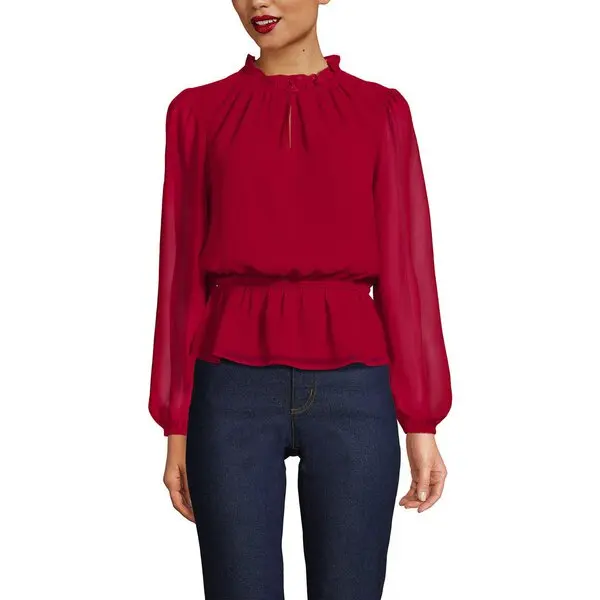 LANDS' END Chiffon Peplum Top