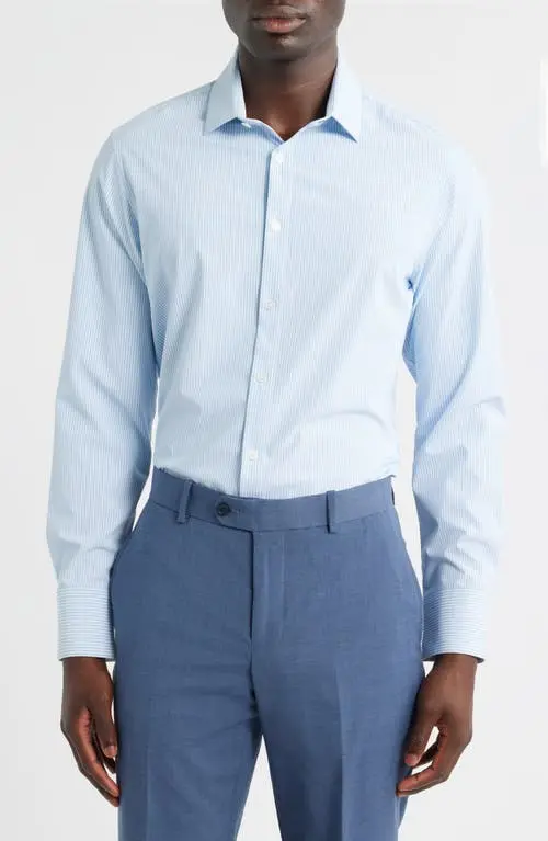 Mizzen+main Leeward Trim Fit Stripe Performance Button-up Shirt
