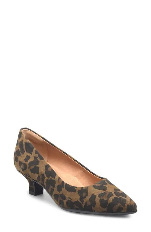 SOFFT Sabrina Pointy Toe Kitten Heel Pump - Brown Suede