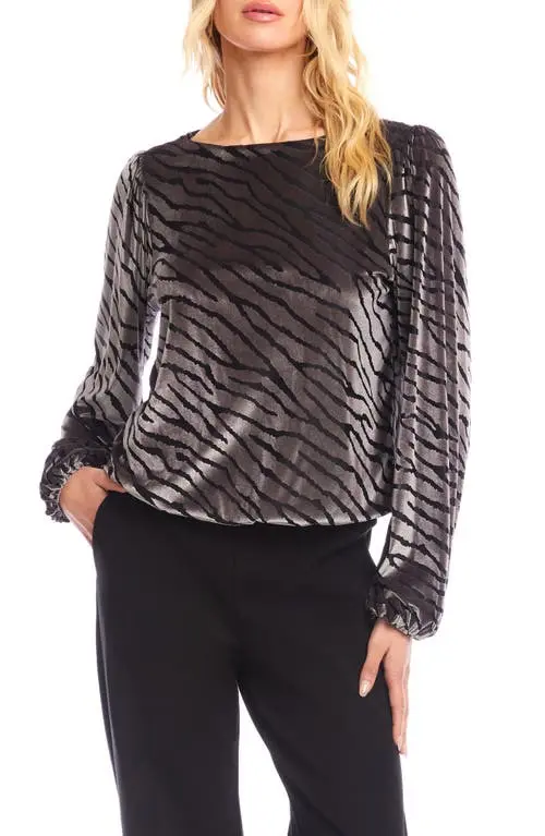Karen Kane Stripe Velvet Burnout Top
