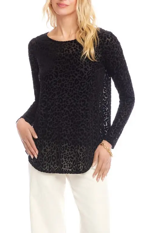 Karen Kane Spot Velvet Burnout Shirttail Top