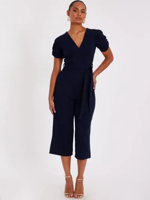 QUIZ Scuba Crepe Cap Sleeve Wrap Jumpsuit