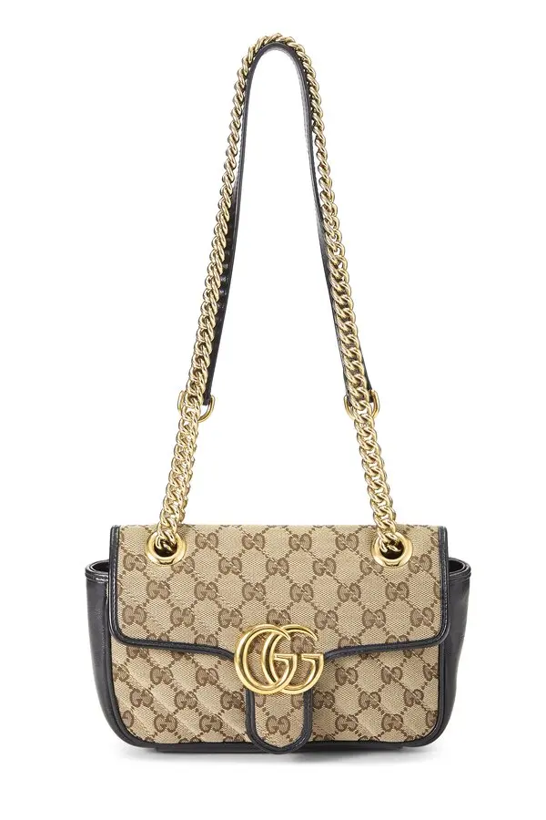 Gucci Black Original Gg Canvas Marmont Matelassã Shoulder Bag Small