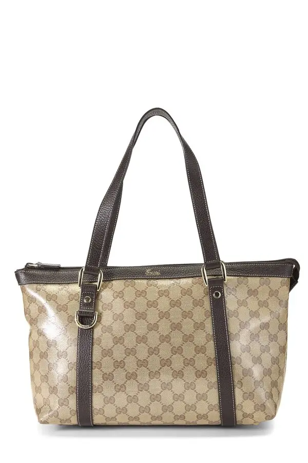 Gucci Orignal Gg Crystal Canvas D-ring Abbey Zip Tote