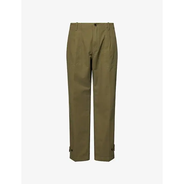 Dunhill Herringbone Pleated Cotton Chino Trousers