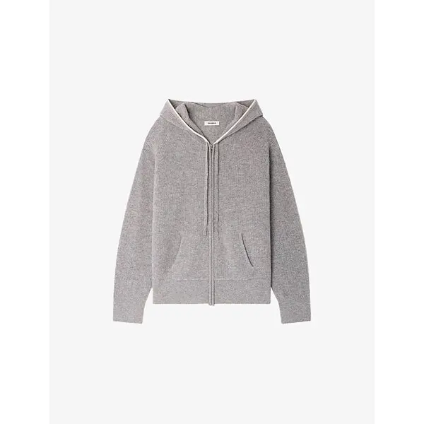 Sandro Hooded Relaxed-fit Wool And Cashmere-blend Cardigan