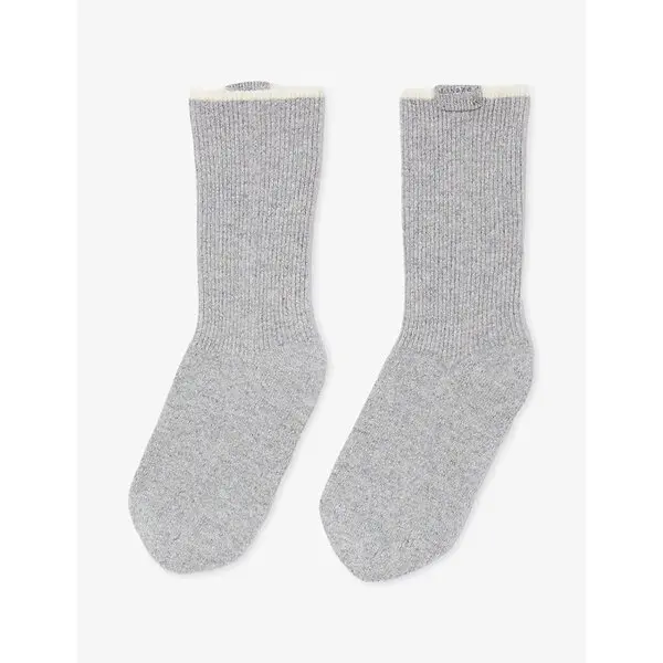 Sandro Two-tone Knee-high Wool And Cashmere-blend Socks - Grey