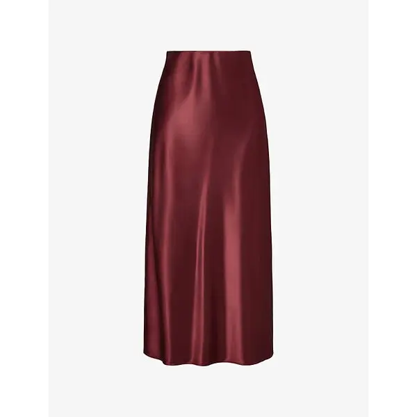 MALINA Aubree High-waist Satin Midi Skirt