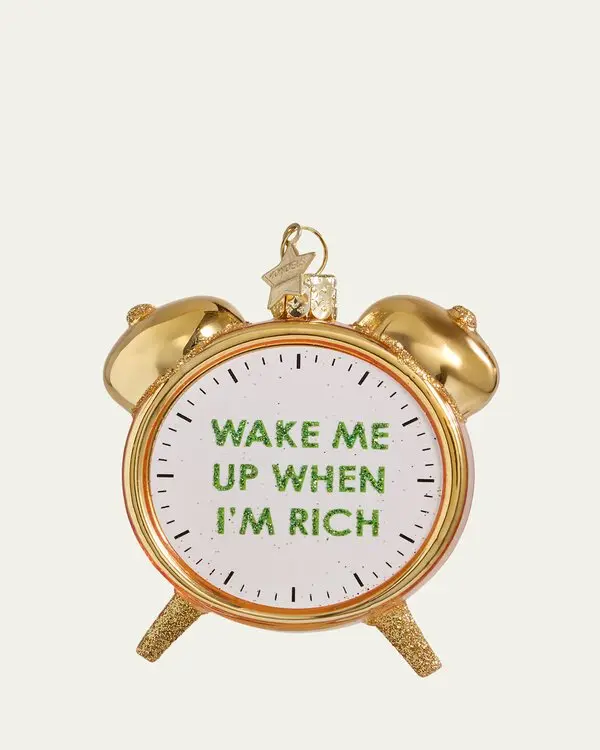 VONDELS Shiny Gold Rich Alarm Clock Christmas Ornament