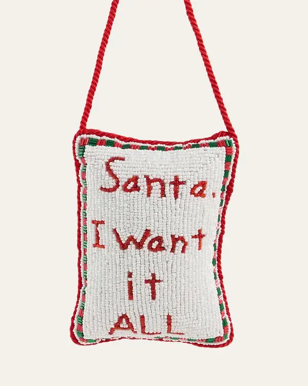 SUDHA PENNATHUR Santa I Want It All Beaded Doorknocker