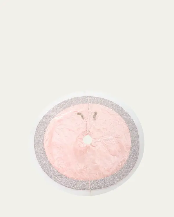 SUDHA PENNATHUR Pink With Beaded Pearl Border Tree Skirt, 60