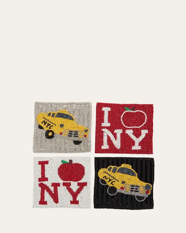 SUDHA PENNATHUR Beaded New York City Coasters, Set Of 4