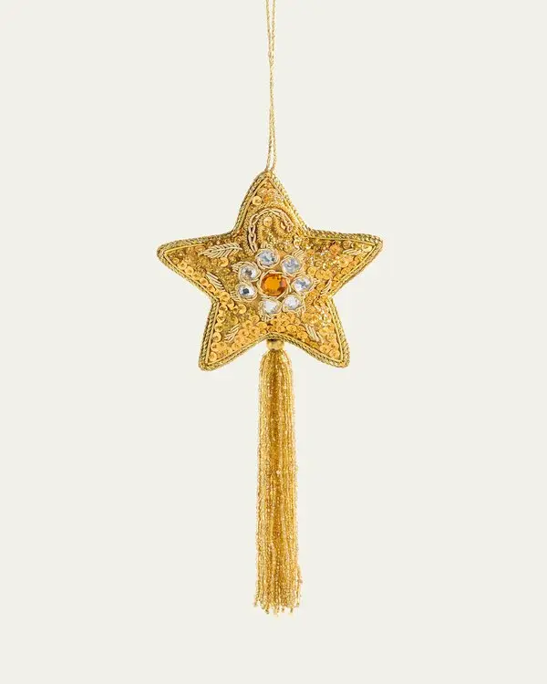 SUDHA PENNATHUR Beaded Tassel Star Christmas Ornament