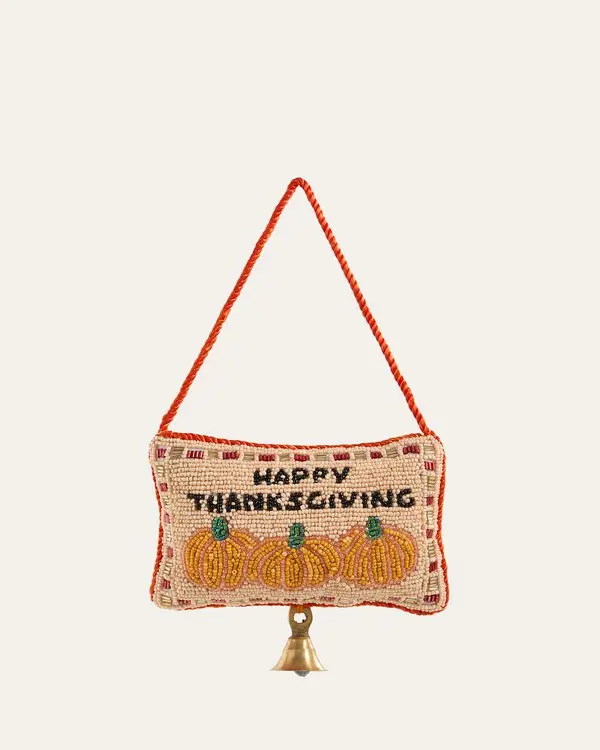 SUDHA PENNATHUR Happy Thanksgiving With Pumpkins Beaded Doorknocker