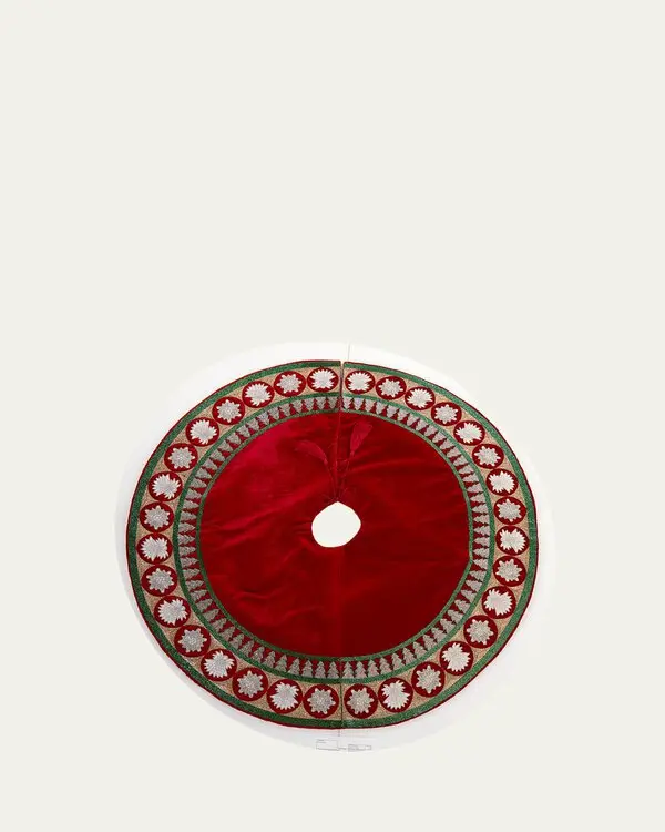 SUDHA PENNATHUR Trees, Snow Angel, & Snowflakes Beaded Tree Skirt, 60