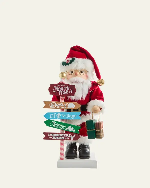 CHRISTIAN ULBRICHT Santa Nutcracker With North Pole Signpost