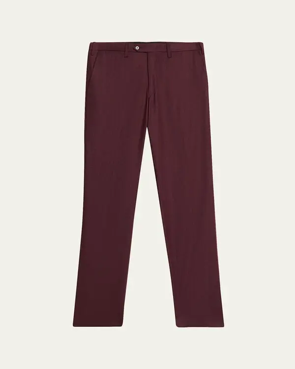 Kiton Wool And Cashmere Flat-front Pants - Dk Red