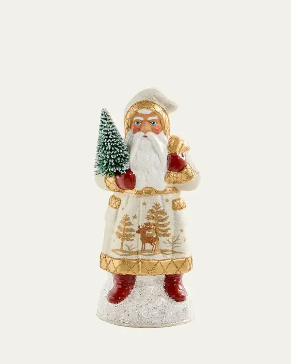 Bergdorf Goodman Santa With Reindeer Figurine