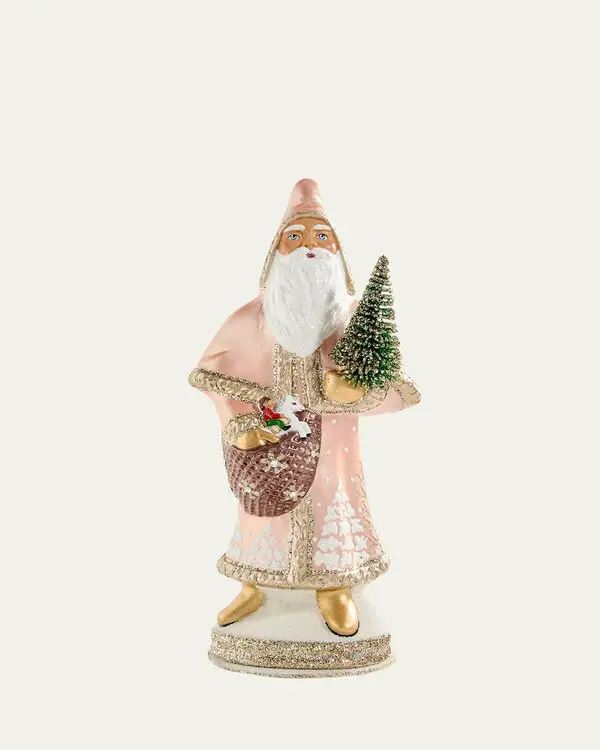 Bergdorf Goodman Santa With Tree Scene On Coat Figurine