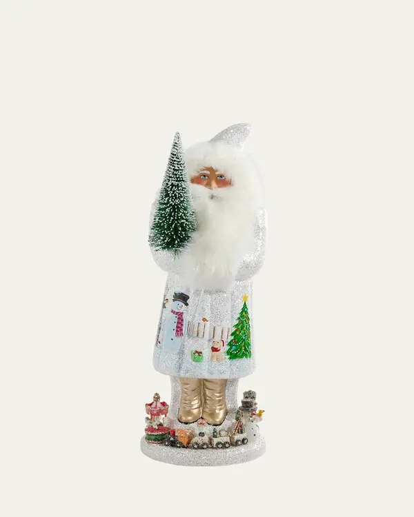 Bergdorf Goodman Santa With Snowman Scene Figurine
