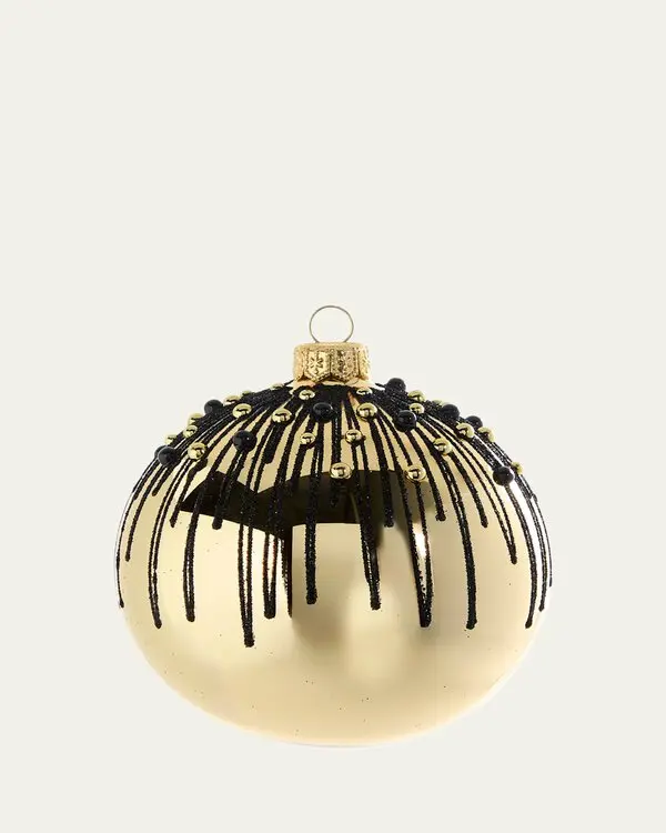Bergdorf Goodman Shiny Ball Ornament With Black Glitter
