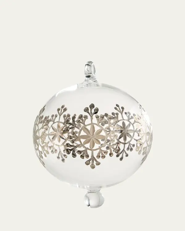 Bergdorf Goodman Clear Platinum Snowflake Christmas Ornament