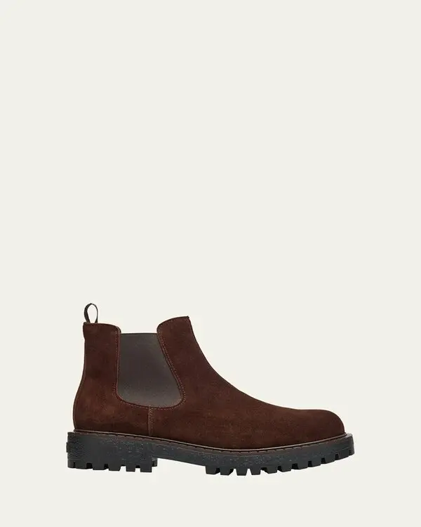 Prada Folder Suede Crepe Lug-sole Chelsea Boots - Dark Brown